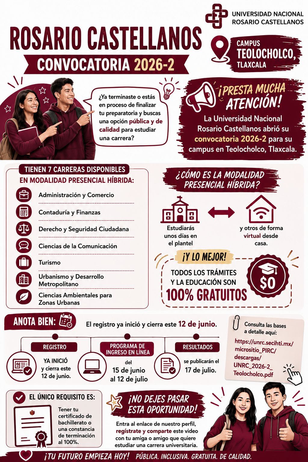 La Universidad Rosario Castellanos lanza convocatoria para siete ...